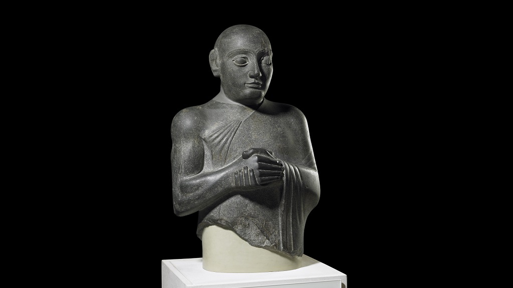 MED Statue of King Gudea; dolerite; Tello, Iraq; 2130BC © The Trustees ...